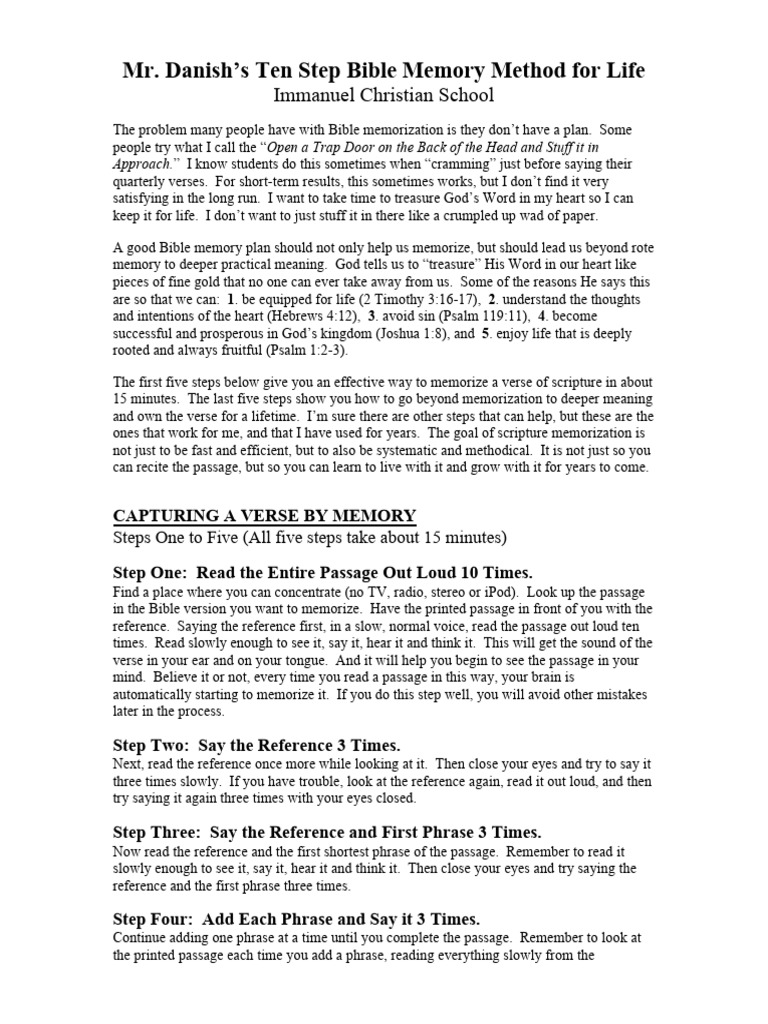 Bible Memory Method: 10 Steps to Mastery | PDF | Bible | Prayer