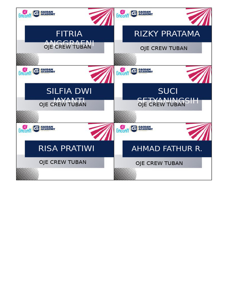 Nametag Oje Crew | PDF