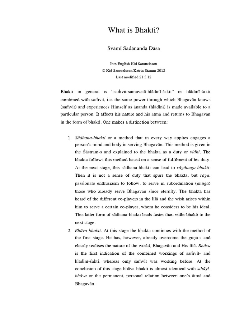 What Is Bhakti - Sadananda | PDF | Bhakti | Bhakti Movement
