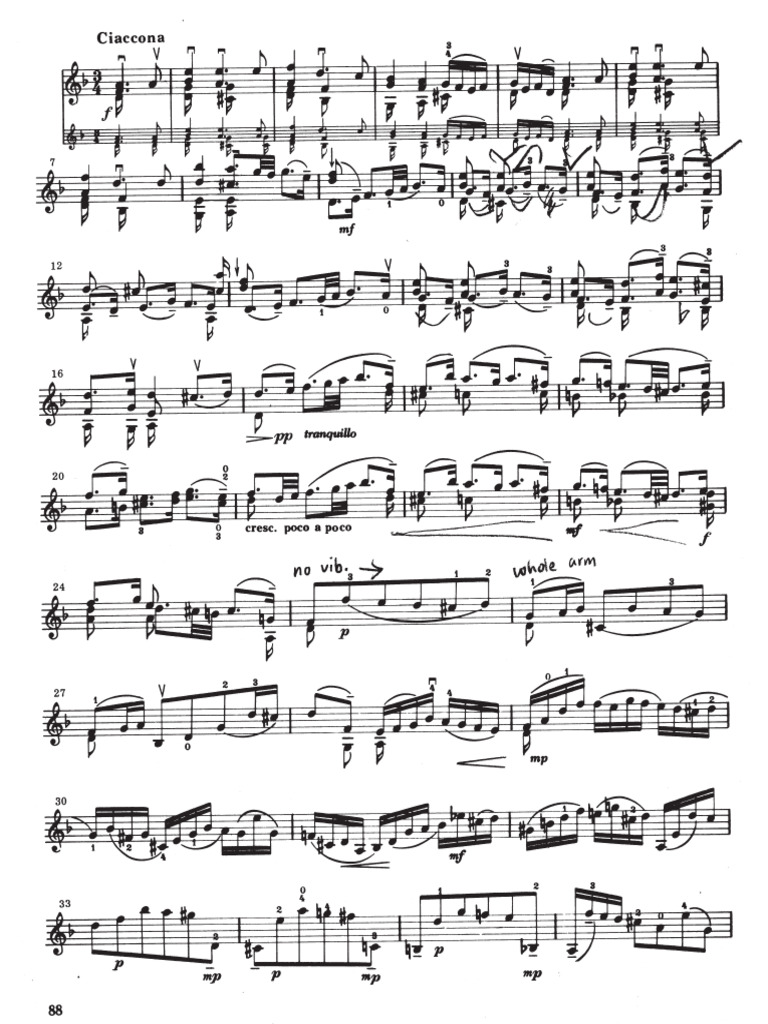 Bach - Ciaccona BWV 1004 | PDF