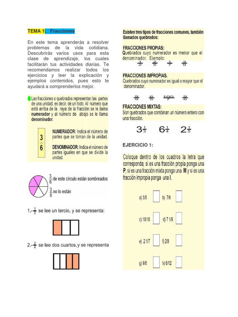 Fracciones Basicas Primaria | PDF