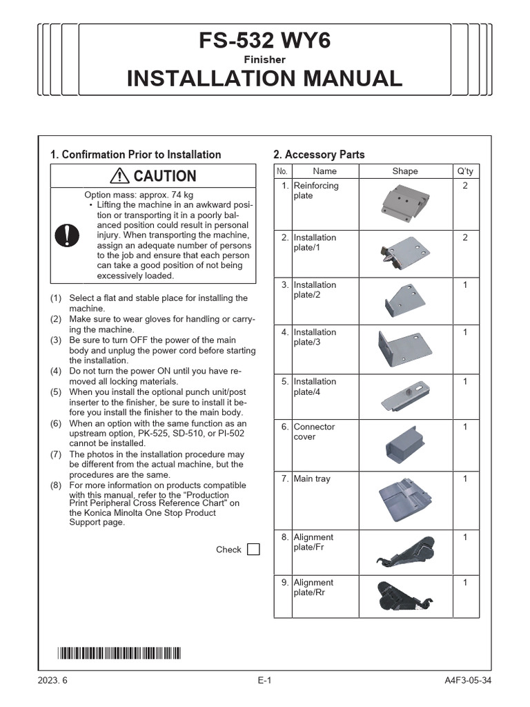 FS-532m Install Instructions | PDF | Equipment | Manufactured Goods