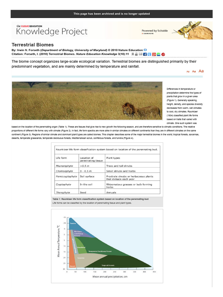 Terrestrial Biomes Learn Science at Scitable | PDF | Grassland | Forests