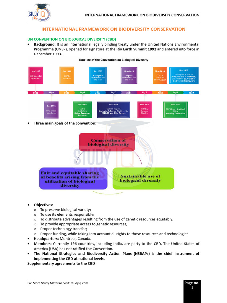 03 International Framework On Biodiversity Conservation | PDF ...