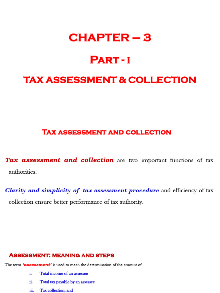 Ch-3 Part-1 Tax Assessment | PDF
