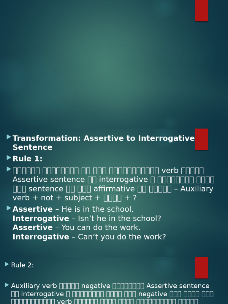 Assertive to Interrogative | PDF
