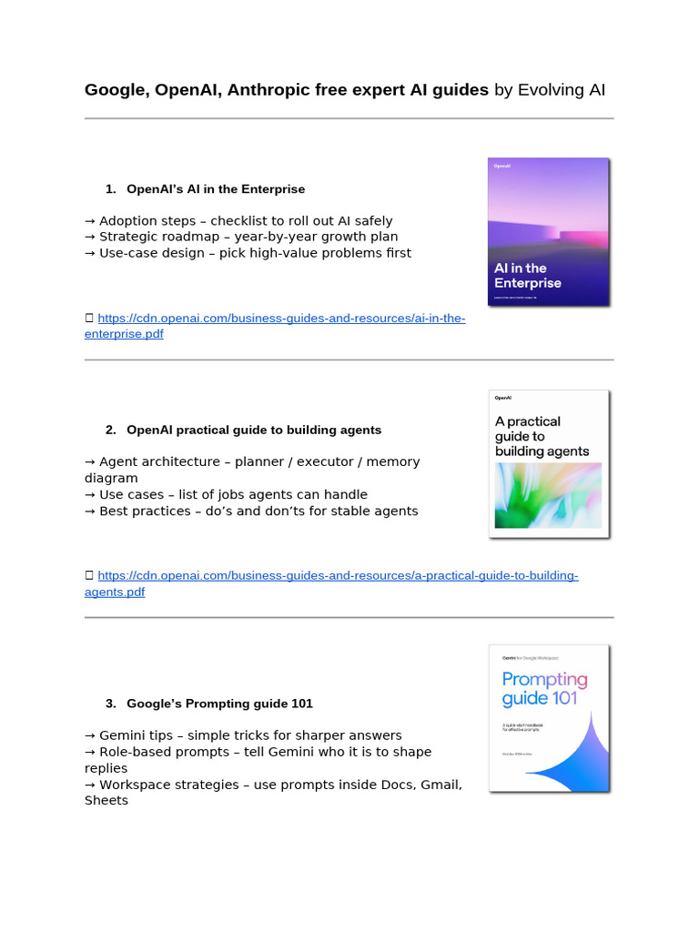 Google, OpenAI, Anthropic AI Guides | PDF | Artificial Intelligence ...
