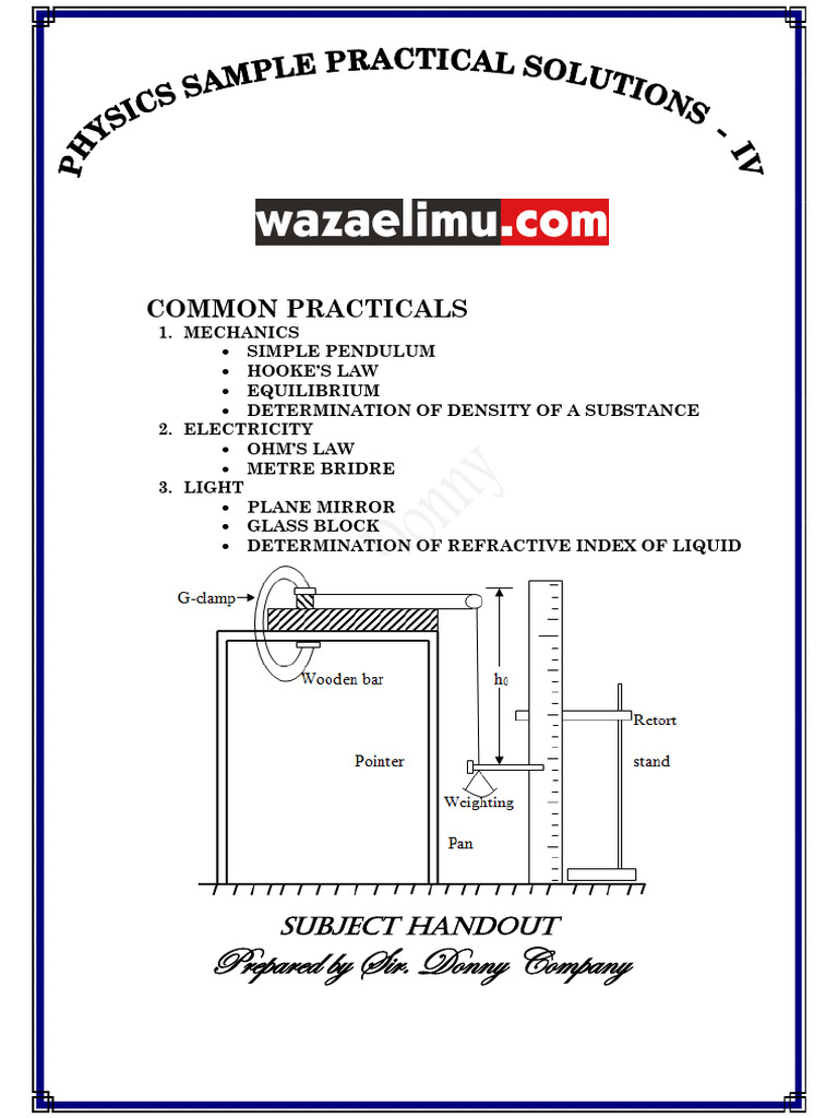 Physics Practical Experiments Guide | PDF | Density | Pendulum