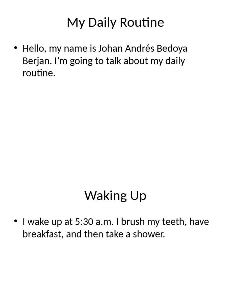 My Daily Routine Presentation | PDF
