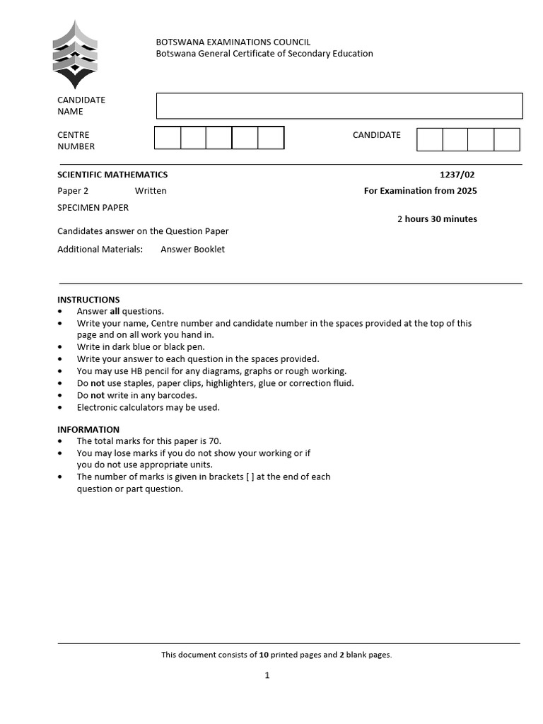 1237 Scientific Mathematics Paper 2 | PDF | Circle | Elementary Geometry