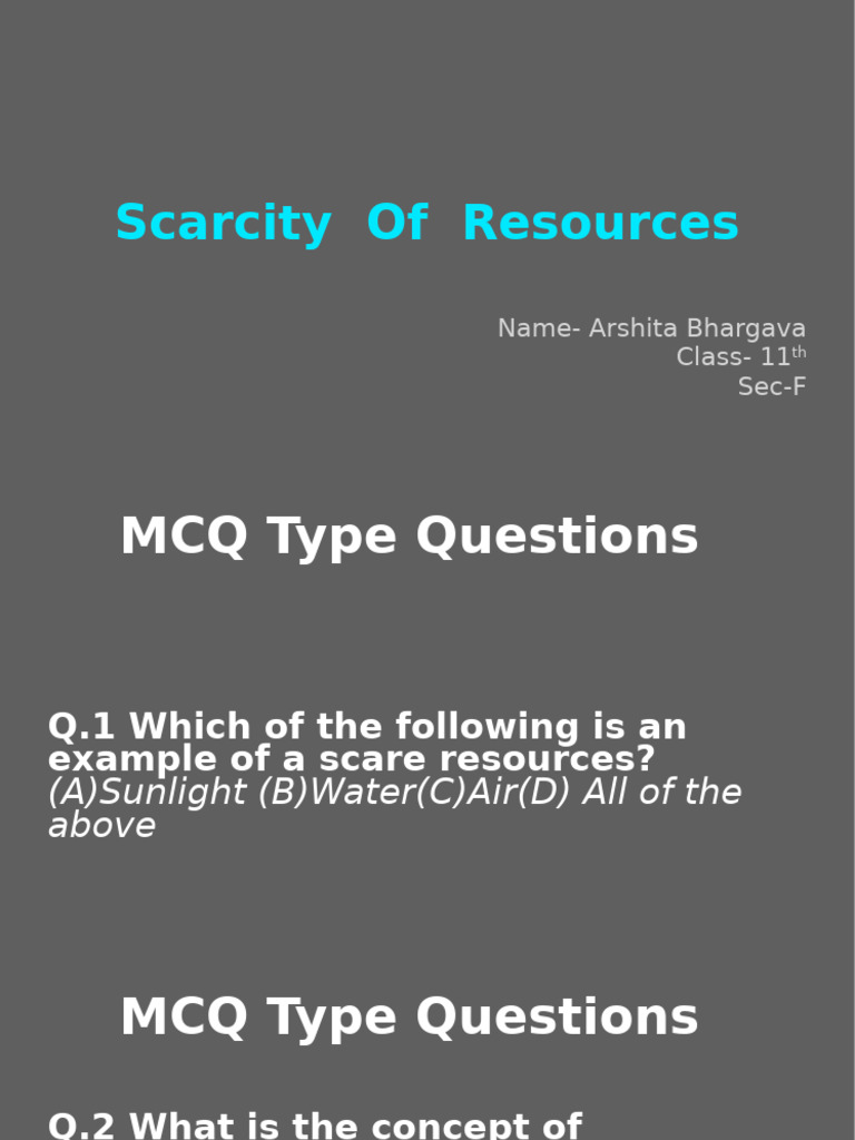 Understanding Resource Scarcity in Economics | PDF | Microeconomics ...