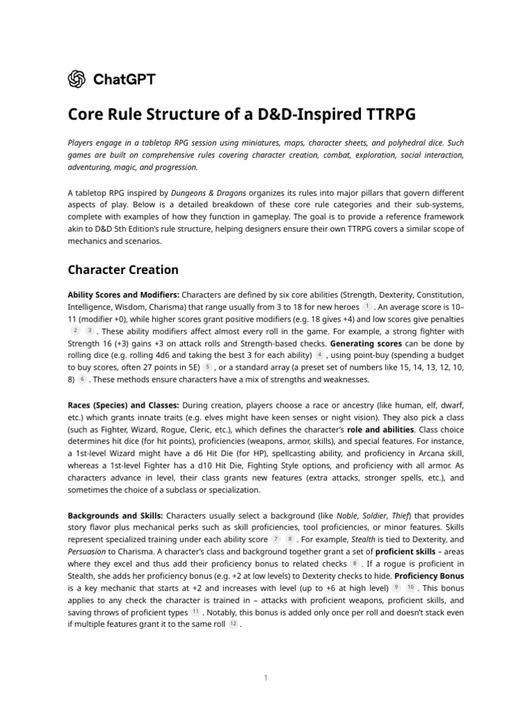 Core Rule Structure of A D&D-Inspired TTRPG | PDF | Tabletop Role Playing Game | D20 System