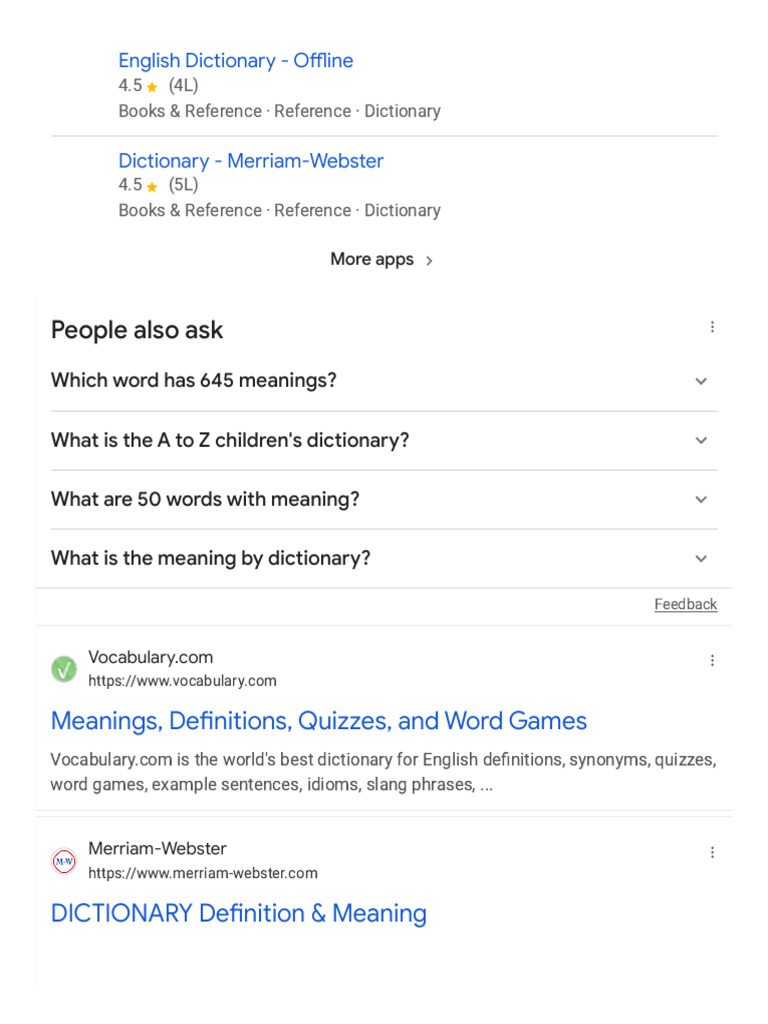 People Also Ask: English Dictionary - Offline | PDF