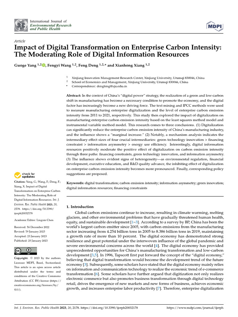 Digital Transformation's Impact on Carbon Intensity | PDF | Greenhouse ...