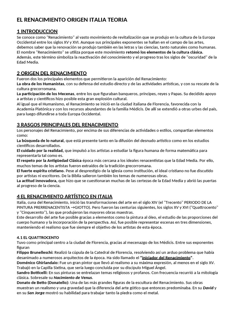 3° Renac Italia Teor | PDF | Renacimiento | Miguel Ángel