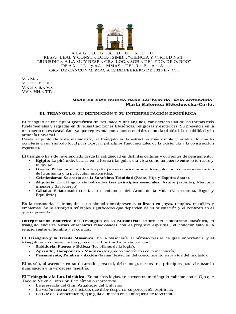 Significado Esotérico del Triángulo Masónico | PDF | Masonería ...