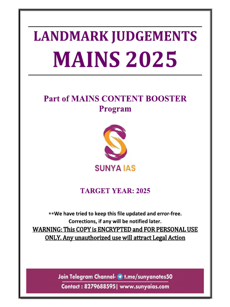 Landmark Judgements Sunya Ias | PDF