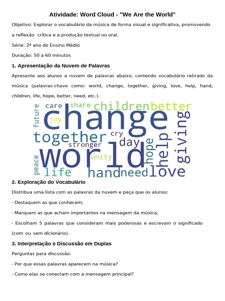 Atividade We Are The World | PDF