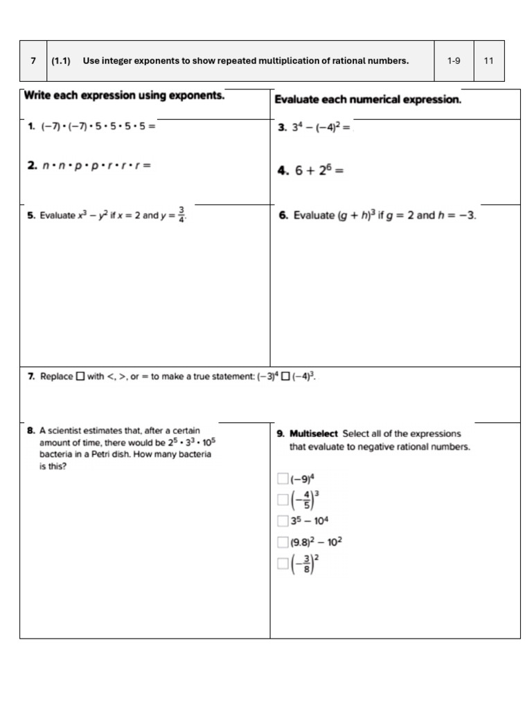Exponents and Rational Numbers Guide | PDF | Numbers | Exponentiation