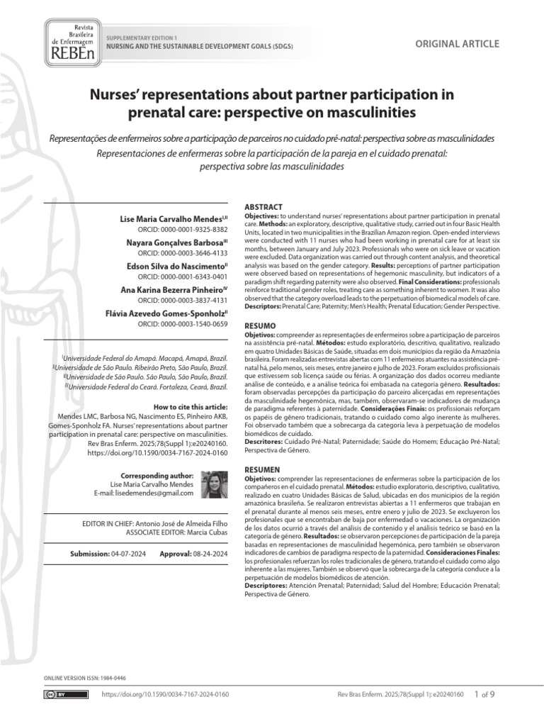 Nurses' Representations About Partner Participation in Prenatal Care ...