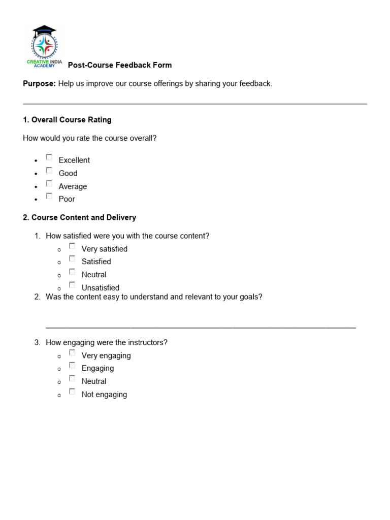 CIA Post Course Completion Form | PDF | Learning