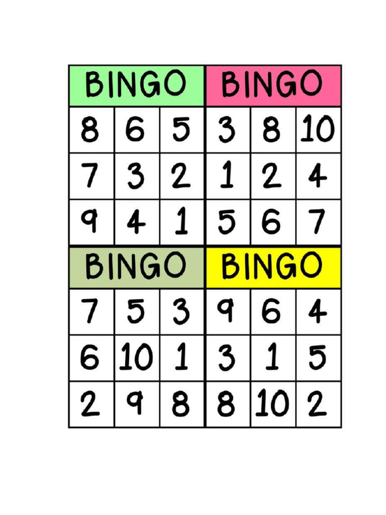 Bingo, Cartones Con Números | PDF