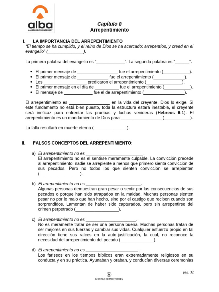 El Arrepentimiento (Del Alumno) | PDF | Pecado