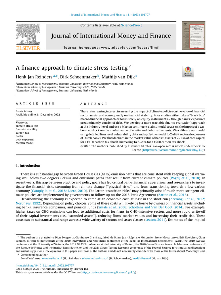 Climate Stress Testing in Finance | PDF | Valuation (Finance) | Taxes