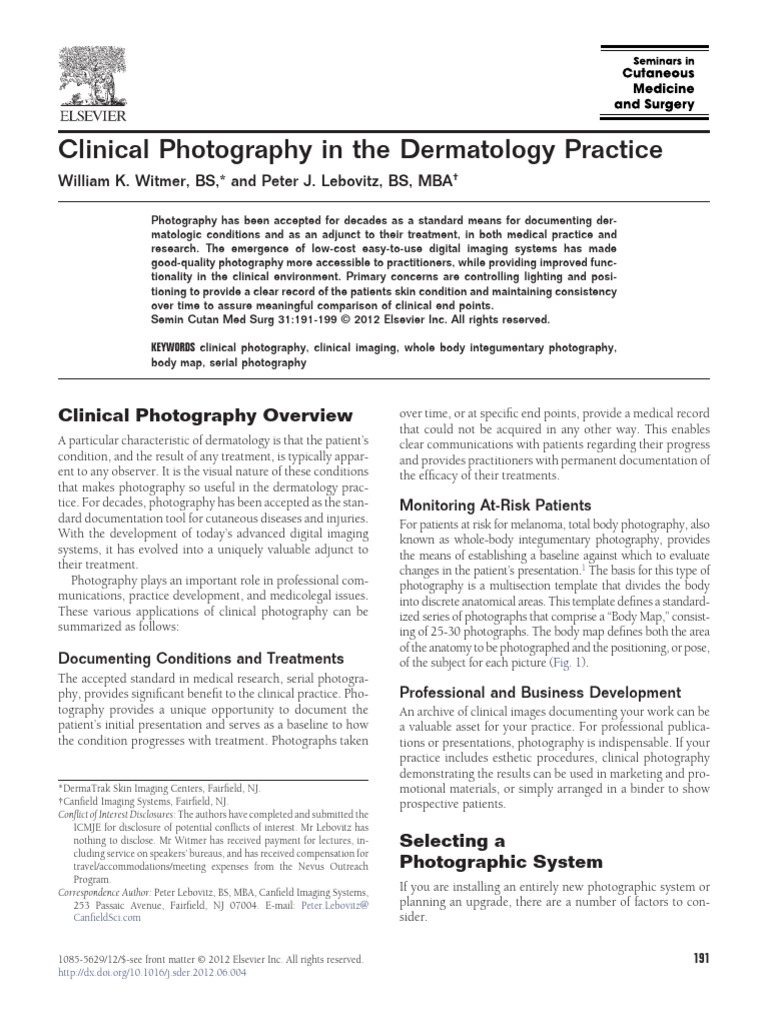 Clinical Photography in The Dermatology Practice | PDF | Camera ...
