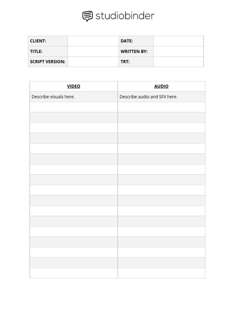 AV Script Template StudioBinder | PDF