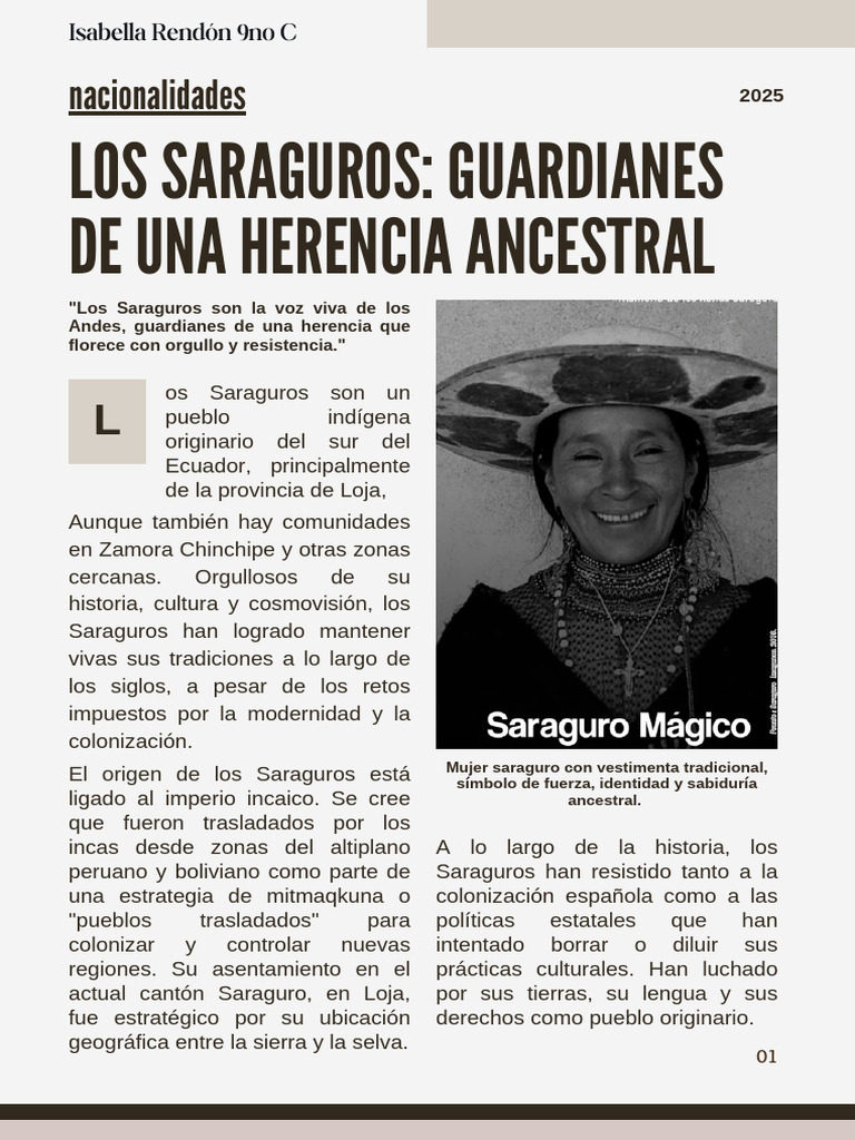 Saraguros: Guardianes de su Cultura Ancestral | PDF | Pueblos Indígenas ...