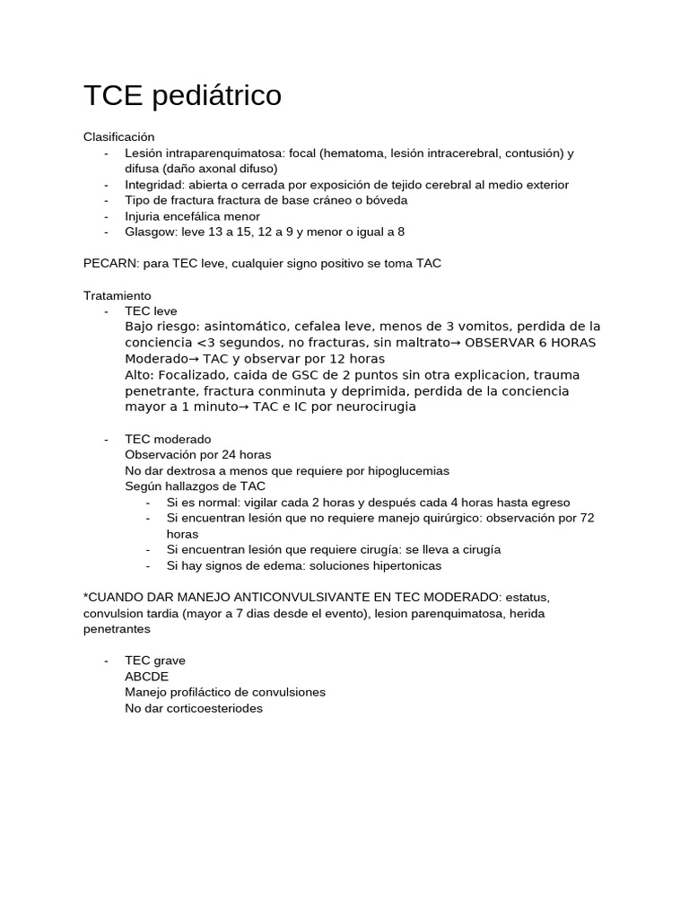 Lesión Intraparenquimatosa en TCE Pediátrico | PDF