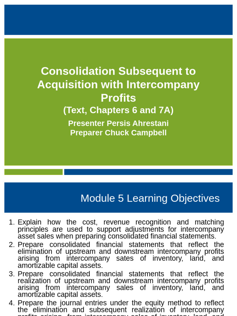 Module 5 - Consolidation Subsequent To Acquisition With Intercompany ...