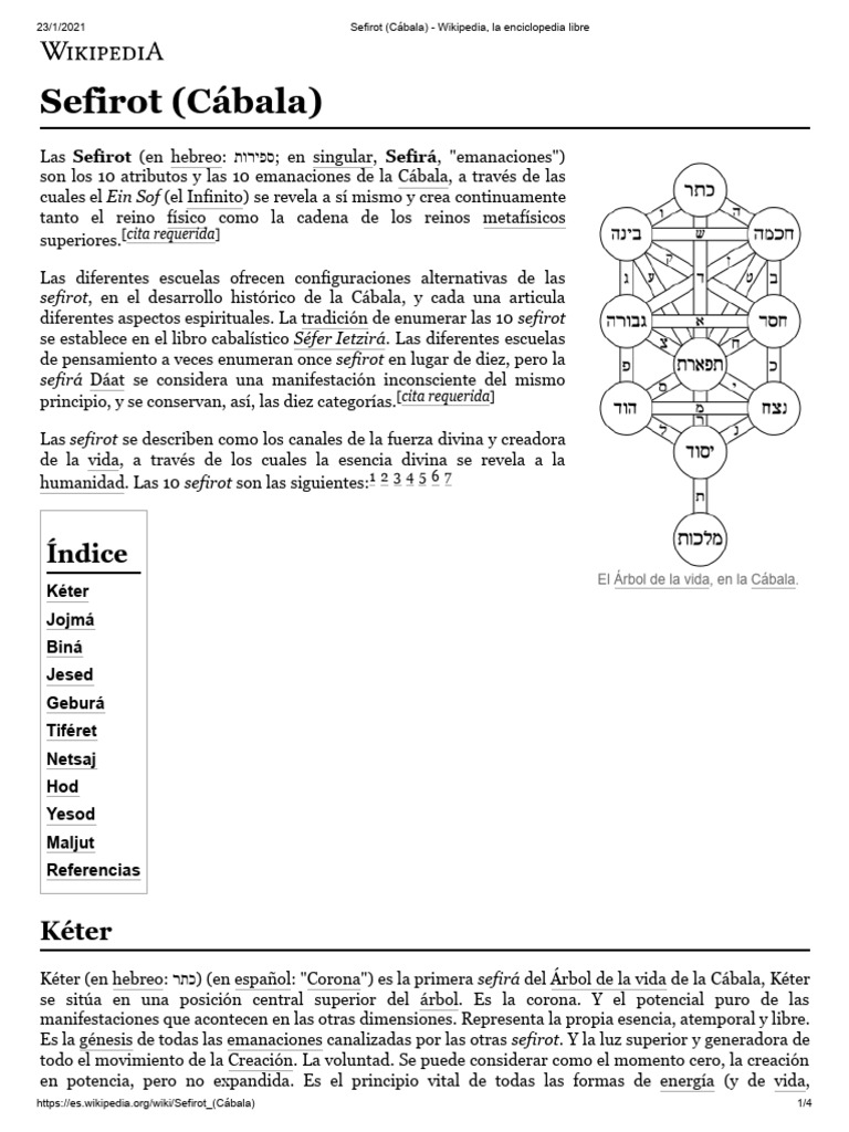 Significado de las 10 Sefirot en Cábala | PDF | Palabras y frases ...