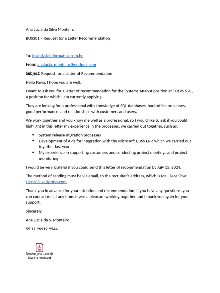 Request For Letter Recommendation - W03 | PDF