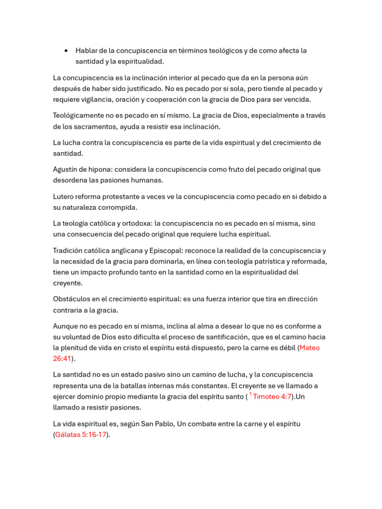 La Concupiscencia | PDF | Gracia en el cristianismo | Pecado