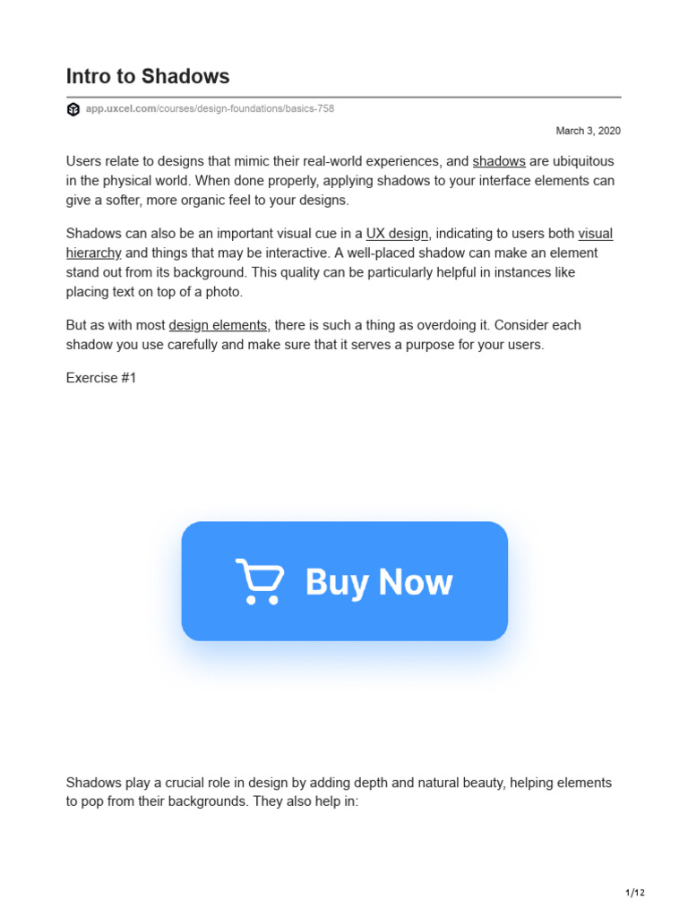 Understanding Shadows in UX Design | PDF | Shadow