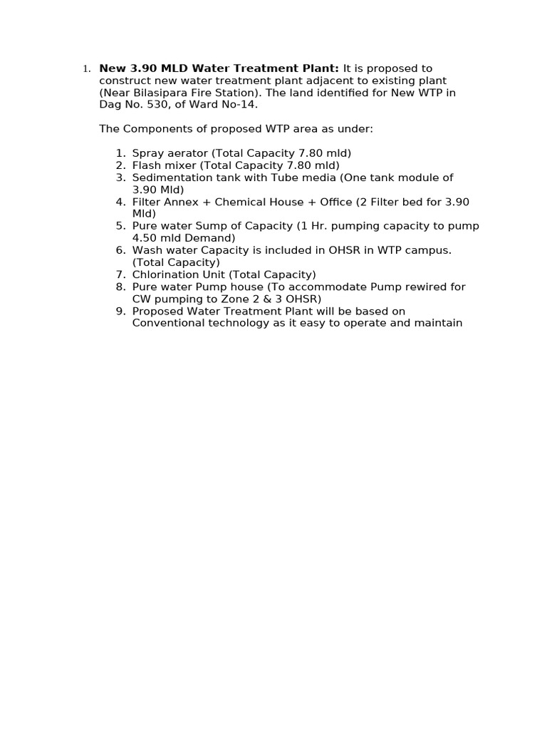 Water Treatment Plant | PDF