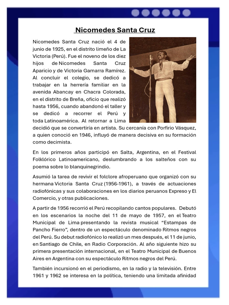 Biografía de Nicomedes Santa Cruz | PDF