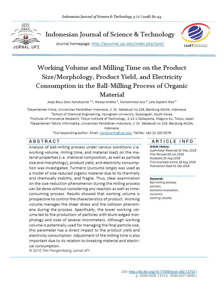 Indonesian Journal of Science & Technology: Article Info | PDF | Mill ...