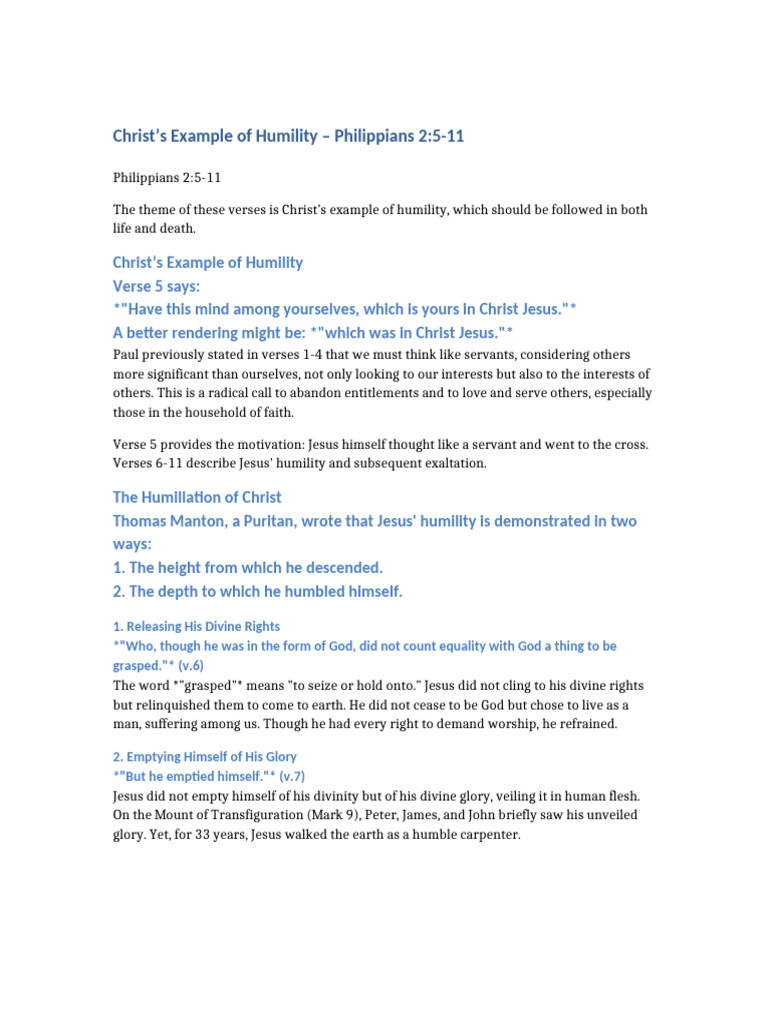 Christ's Humility in Philippians 2:5-11 | PDF | Jesus | Resurrection Of ...