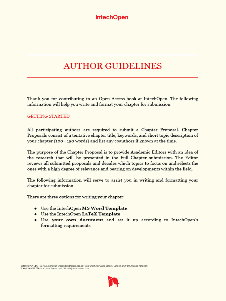 IntechOpen Author Guidelines | PDF | Open Access | Editing