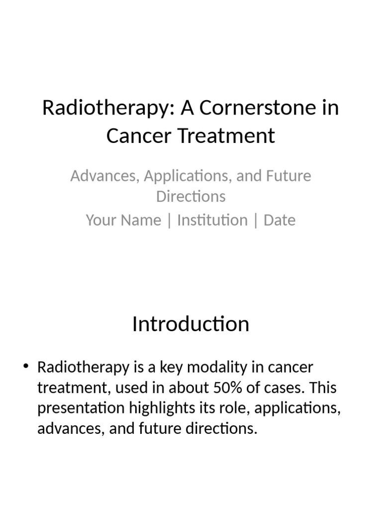 Radiotherapy Cornerstone in Cancer Treatment | PDF