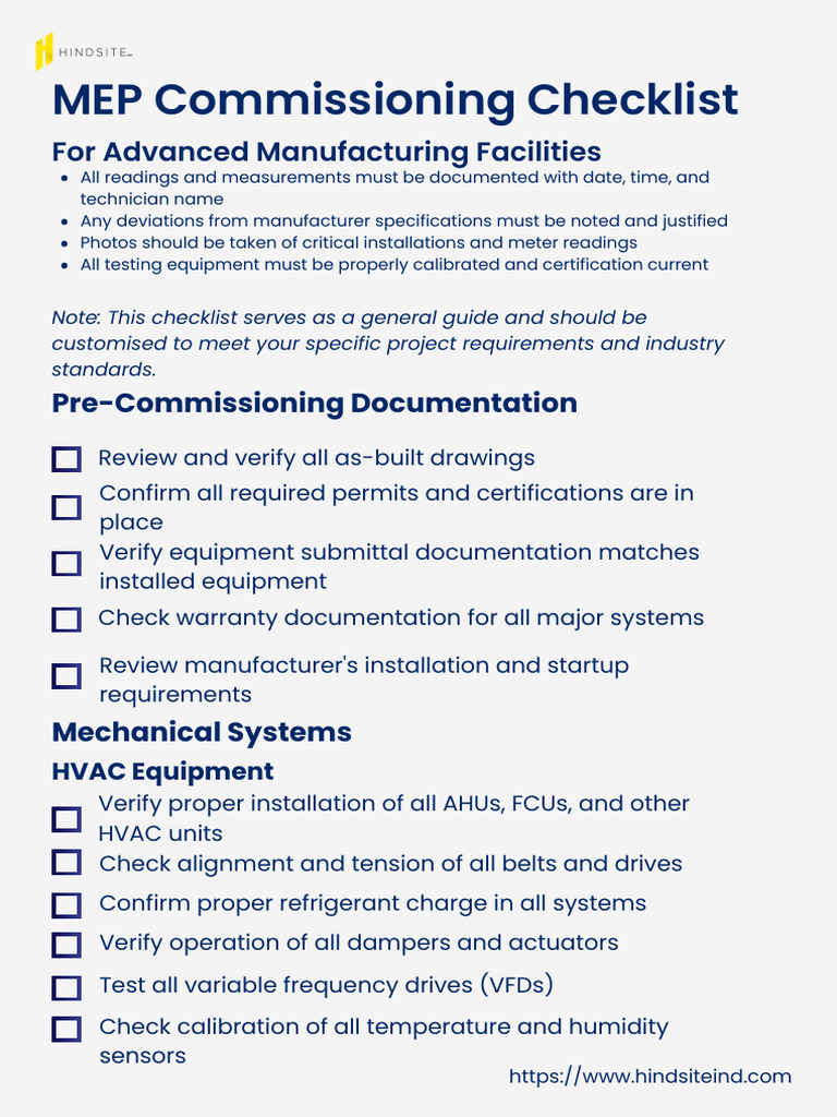 MEP Commissioning Checklist | PDF | Electrical Engineering | Electricity