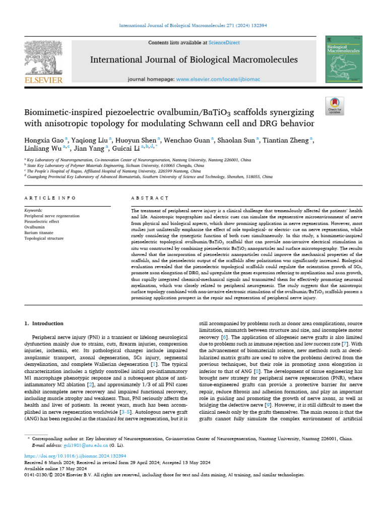 Biomimetic-Inspired Piezoelectric Ovalbumin, BaTiO3 Scaffolds ...