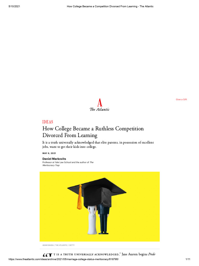 How College Became A Competition Divorced From Learning - The Atlantic ...
