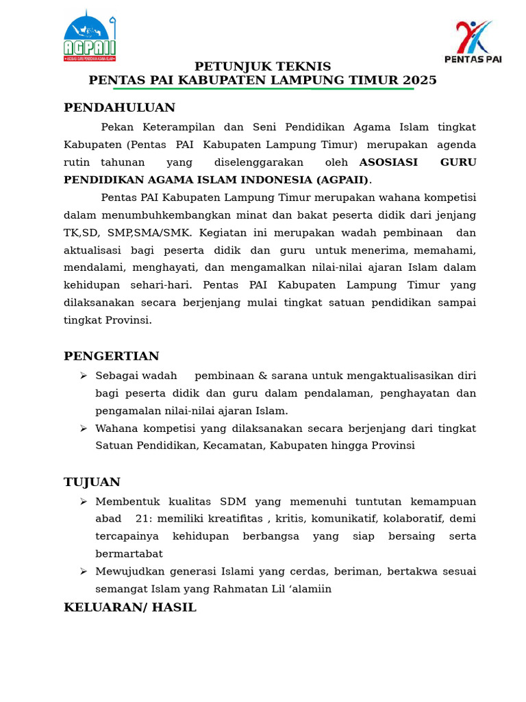 Pentas PAI Lampung Timur 2025: Lomba Islami | PDF