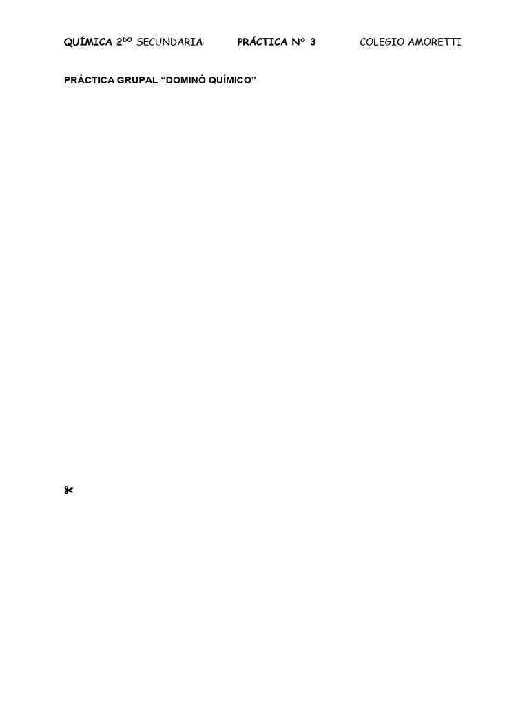 p3 Química 2do Secundaria Domino Quimico | PDF | Elementos metálicos ...