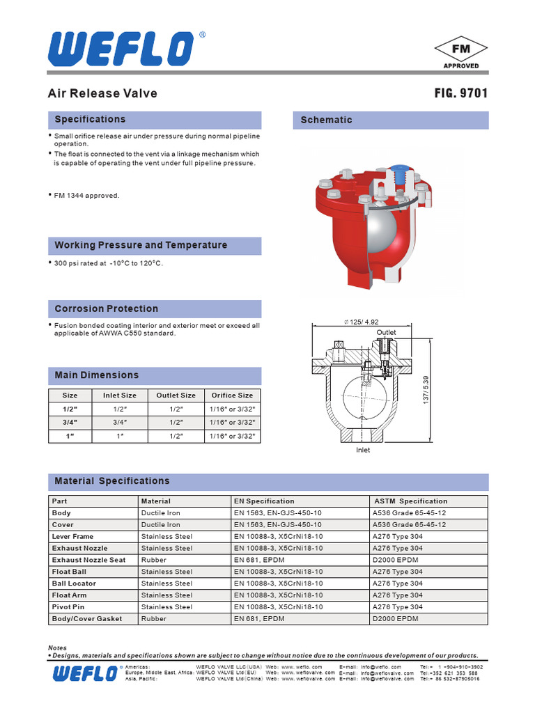 Ficha Tecnica Ventosas Ho Weflo | PDF | Valve | Stainless Steel