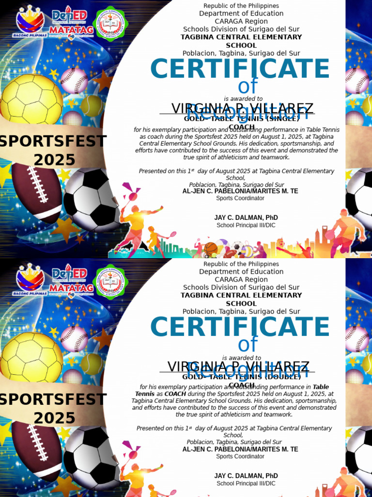 Sportsfest 2025 Coaching Certificates | PDF | Sports Rules And ...
